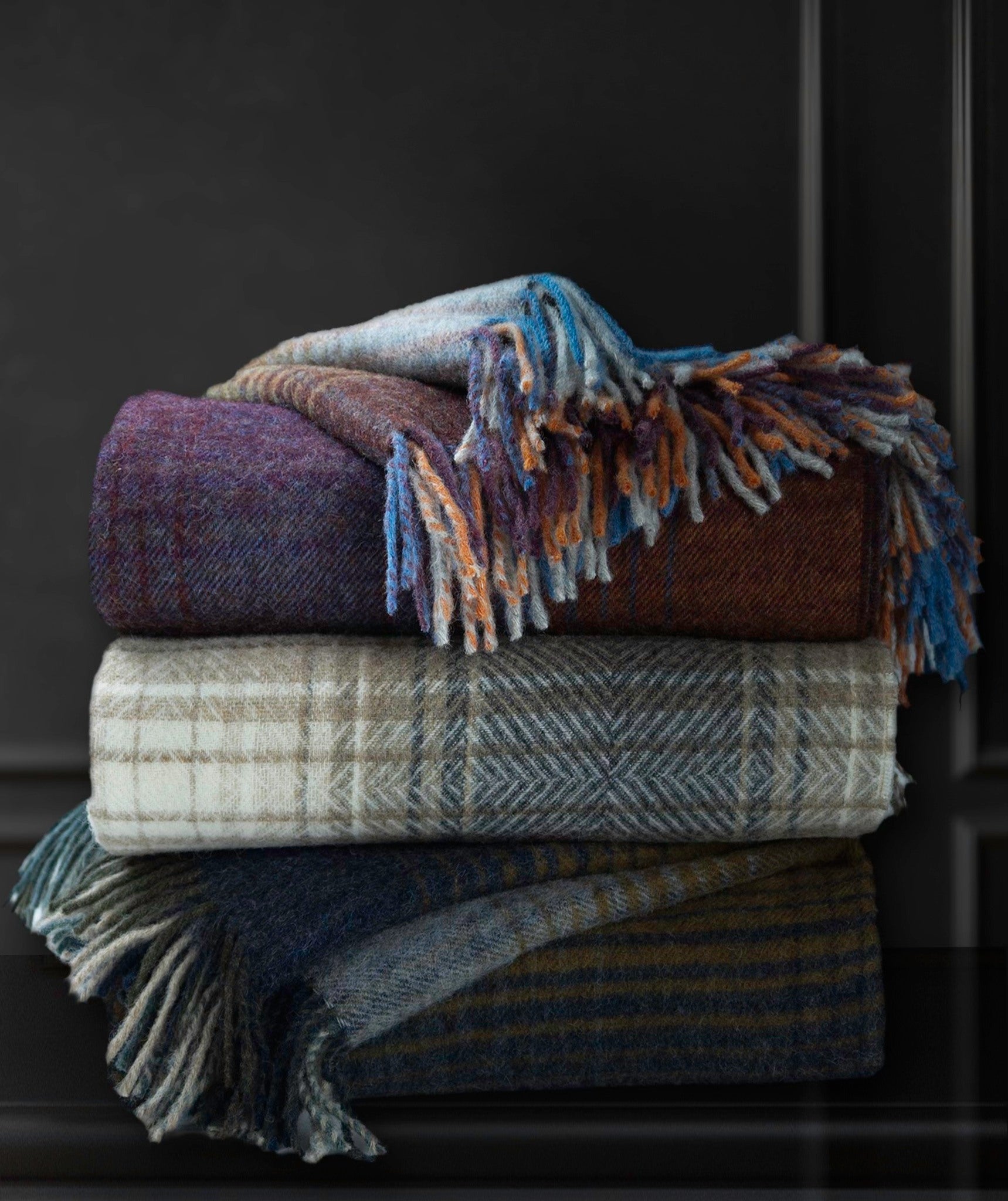 Highland Tweeds Ombre Shetland Lambswool Throws | Prince of Scots