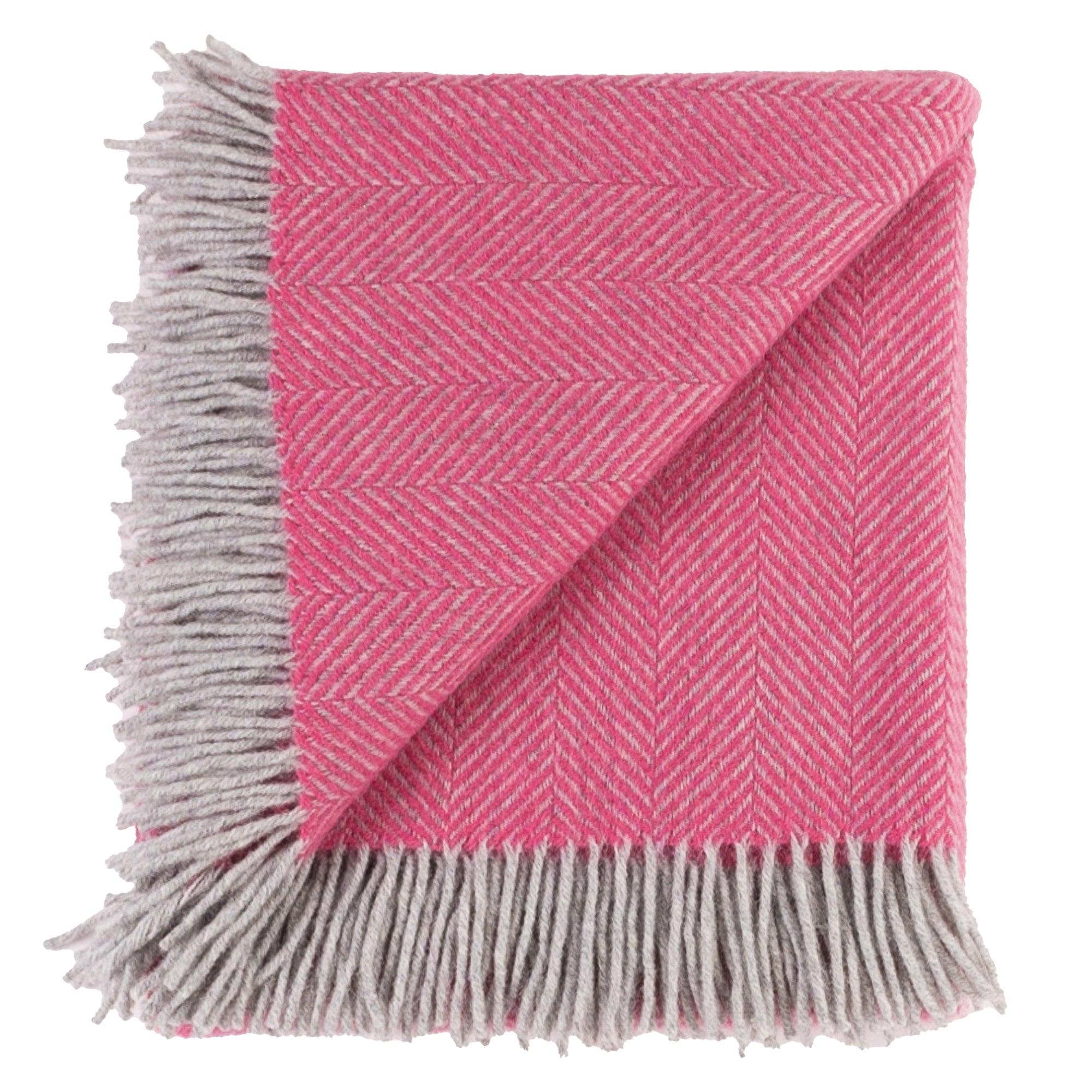 Highland Tweeds Herringbone Pure New Wool Throw ~ Magenta Pink ...