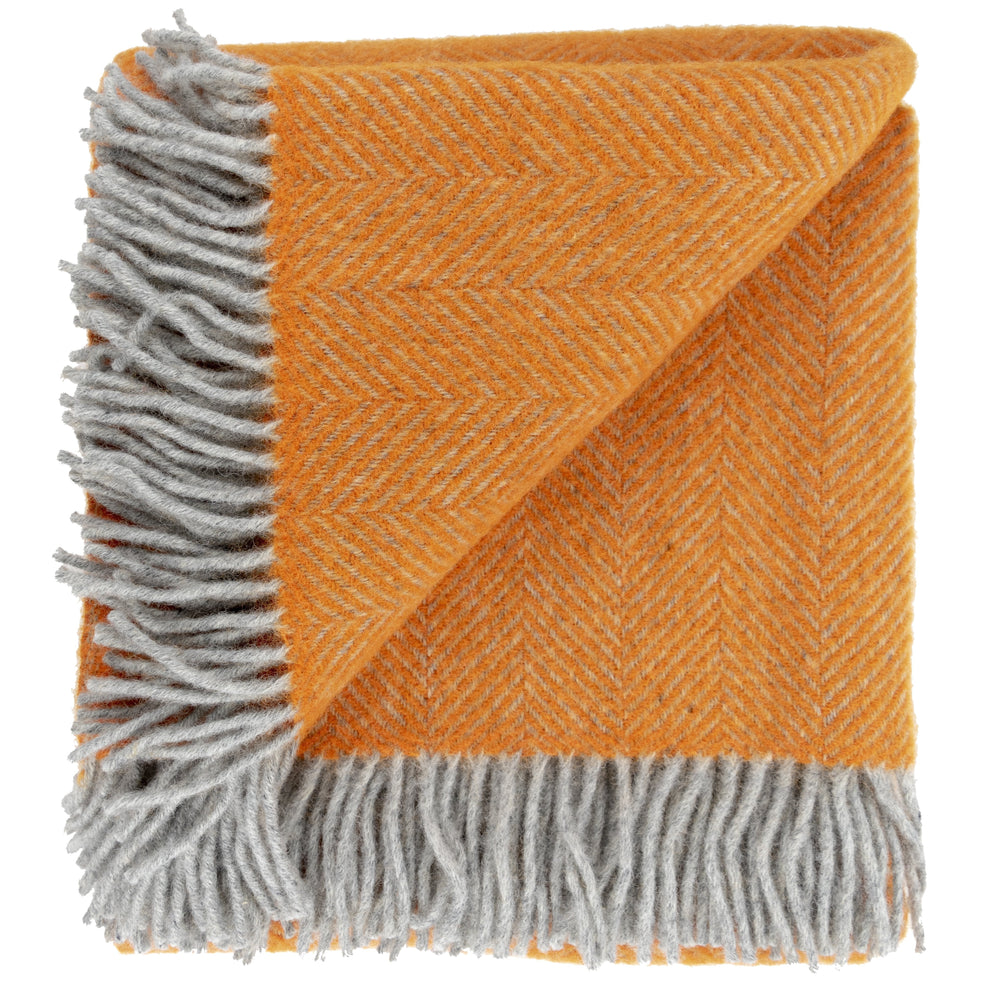 Highland Tweeds Herringbone Pure New Wool Throw ~ Atomic Orange ...